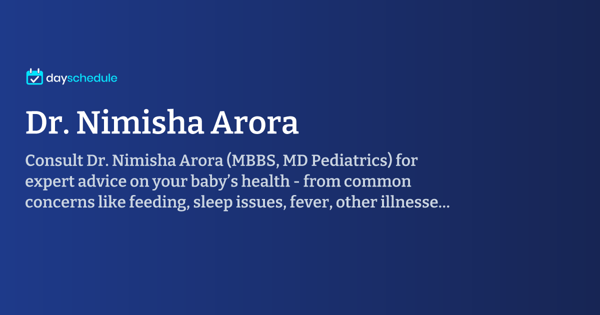 Dr Nimisha - Child Specialist - Online Consultation Appointment